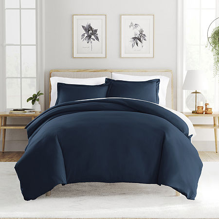 ienjoy Home Double Brushed Solid Duvet Cover Set  Full/Queen - Navy