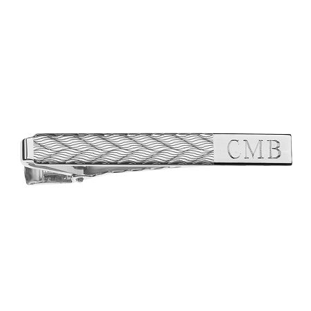 Click here for Personalized Zigzag Pattern Tie Bar  One Size  Sil... prices
