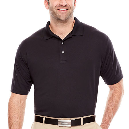 Pga Tour Mens Big & Tall AirFlux Solid Mesh Golf Polo - Caviar