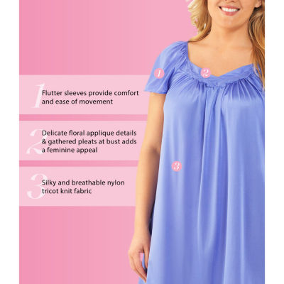 Exquisite Form Womens V Neck Short Sleeve Average Figure Nightgown - JCPenney