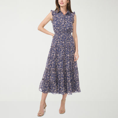 Sam And Jess Womens Sleeveless Floral Maxi Dress, Color: Navy Taupe ...
