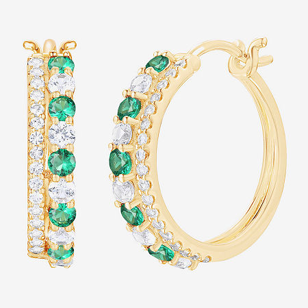 Click here for Womens Gemstone 14K Gold Over Silver 20mm Hoop Ear... prices