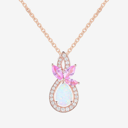 Click here for Womens Lab Created White Opal 14K Rose Gold Over S... prices