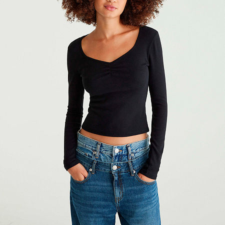 AEROPOSTALE Womens Juniors Round Neck Long Sleeve T-Shirt  X-large  Black