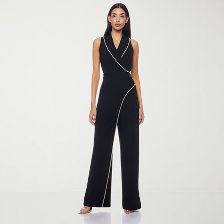 Premier Amour Womens V Neck Sleeveless Jumpsuit  8  Black