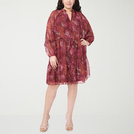 Click here for MSK Womens Long Sleeve Plus Floral Babydoll Dress... prices
