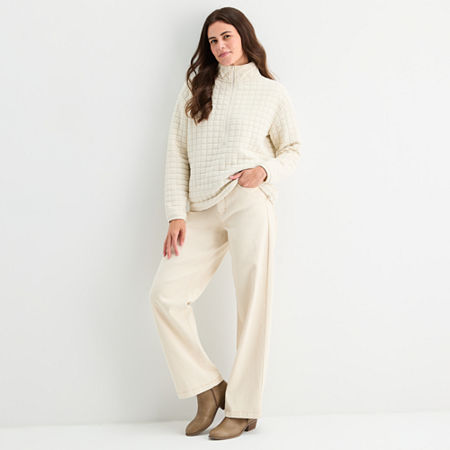 Click here for St. Johns Bay Womens Tall Mock Neck Long Sleeve Qu... prices
