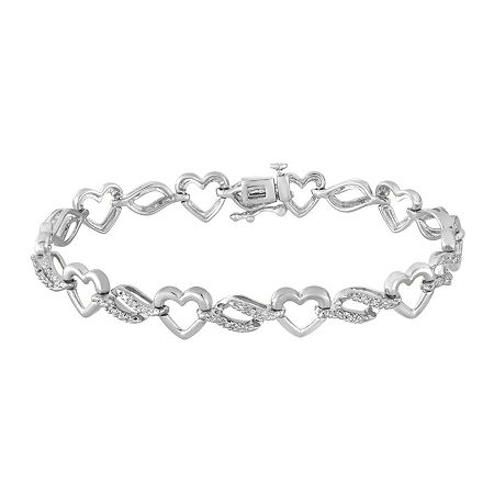 Click here for 1/10 CT. TW. Diamond Sterling Silver Heart Tennis... prices