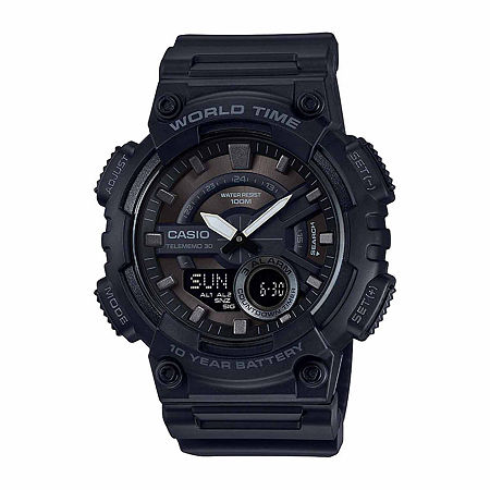 Click here for Casio World Time Mens Multi-Function Black Strap W... prices