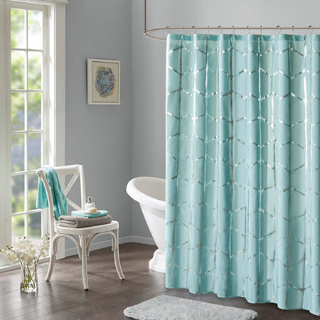 Intelligent Design Raina Metallic Printed Shower Curtain  72 x 72 - Aqua