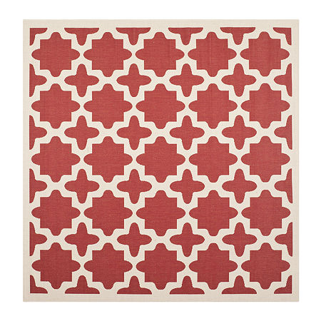 Safavieh Courtyard Collection Bokhara Geometric Indoor/Outdoor Square Area Rug  One Size  Red