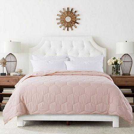 St. James Home Honeycomb Down Alternative Contrast Trim Blanket  King - Pearl Blush