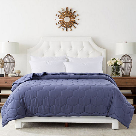 St. James Home Honeycomb Down Alternative Contrast Trim Blanket  Full/Queen - Blue Granite