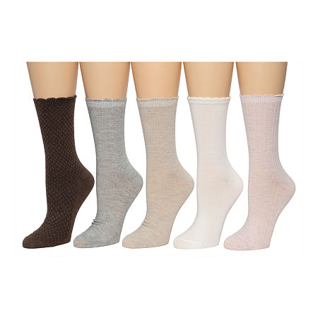 Click here for Cuddl Duds Womens 5 Pair Crew Socks  9-11  Pink prices