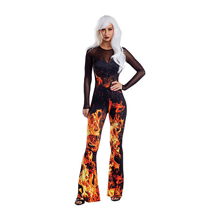 Click here for Womens Flame Jumpsuit Costume  X-large  Black prices