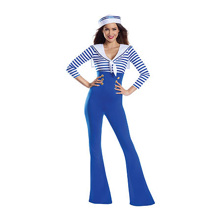 Click here for Womens Sailorette Jumpsuit Costume  X-large  Blue prices