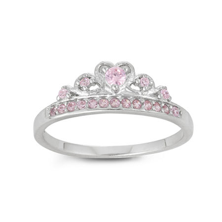 Click here for Girls Lab Created Pink Cubic Zirconia Sterling Sil... prices