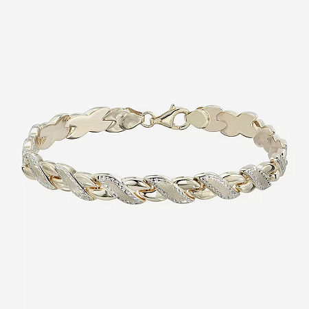 Click here for Two-Tone 10K Gold 8 Diamond-Cut Stampato Link Brac... prices