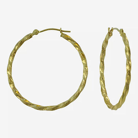 Click here for 14K Yellow Gold 28mm Textured Hoop Earrings  One S... prices