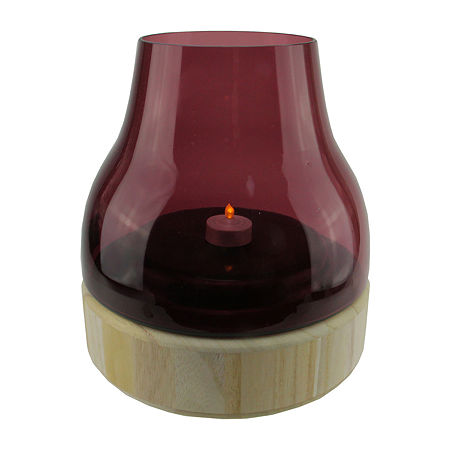 Click here for 9.75 Merlot Colored Glass Pillar Candle Holder wit... prices