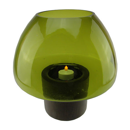 Click here for 9.75 Transparent Olive Green Glass Candle Holder w... prices