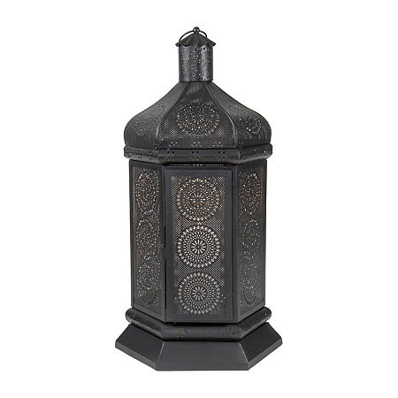 Click here for 21.5 Black and Gold Moroccan Style Pillar Candle T... prices