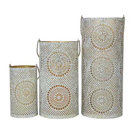 Click here for Set of 3 White and Gold Moroccan Style Pillar Cand... prices