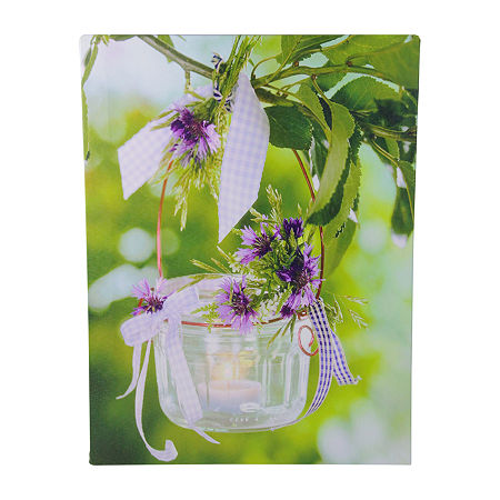 Click here for LED Lighted Tea Candle with Purple Flowers Canvas... prices