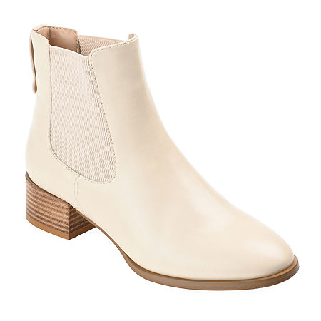 Journee Collection Womens Chayse Chelsea Booties - Off White