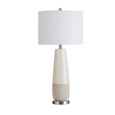 Click here for Slightly Tapered 2 Tone Round Ceramic Lamp - White prices