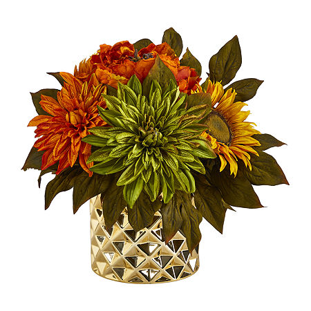 Click here for Nearly Natural 11 Faux Peony Dahlia & Sunflower Fl... prices