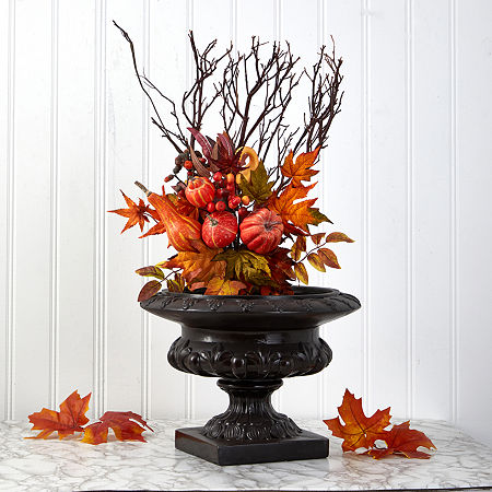 Click here for Nearly Natural Set Of 2 Pumpkin Maple Leaf Artific... prices