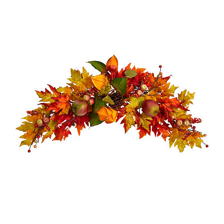 38 Autumn Maple Leaf Berry Artificial Swag - Orange