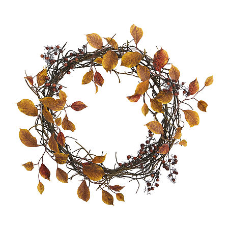 Click here for Nearly Natural Harvest Twig Wreath  One Size  Oran... prices