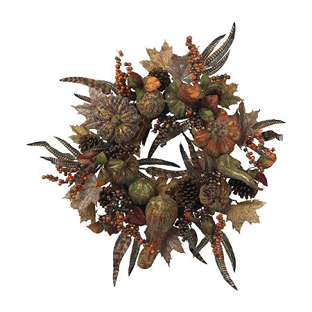 Click here for Nearly Natural 28 Autumn Pumpkin Wreath  One Size... prices