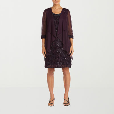 R & M Richards Womens Jacket Dress, Color: Plum - JCPenney