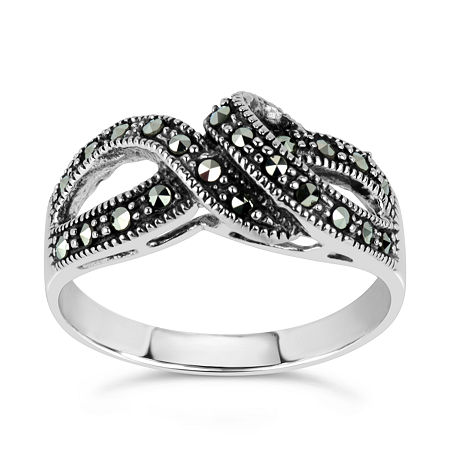 Click here for Womens Black Marcasite Sterling Silver Cocktail Ri... prices