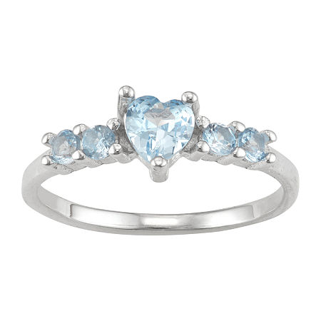 Click here for Girls Blue Cubic Zirconia Sterling Silver Heart Co... prices