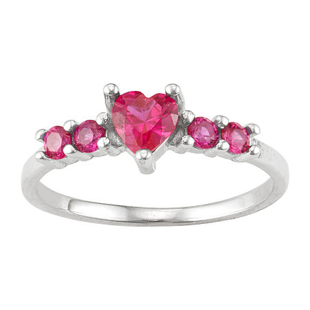 Click here for Girls Red Cubic Zirconia Sterling Silver Heart Coc... prices