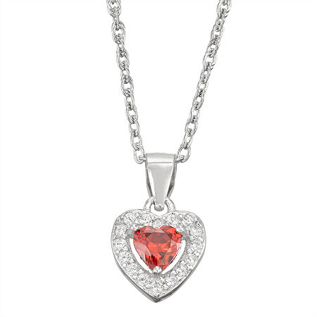 Click here for Girls Red Cubic Zirconia Sterling Silver Heart 15... prices