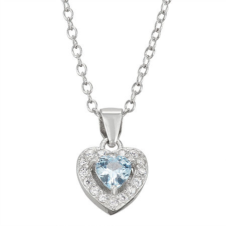 Click here for Girls Blue Cubic Zirconia Sterling Silver Heart 15... prices