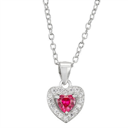 Click here for Girls Red Cubic Zirconia Sterling Silver Heart 15... prices