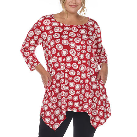 Click here for Plus Size White Mark Printed Geometric Circle Tuni... prices