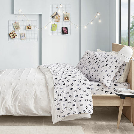 Intelligent Design Novelty Printed Flannel 3-Pc. Sheet Set  Twin - Blue Penguins