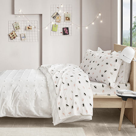 Intelligent Design Novelty Printed Flannel 3-Pc. Sheet Set  Twin Xl - Pink/grey hedgehogs