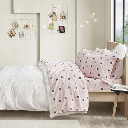 Intelligent Design Novelty Printed Flannel 4-Pc. Sheet Set  Full - Pink Llamas
