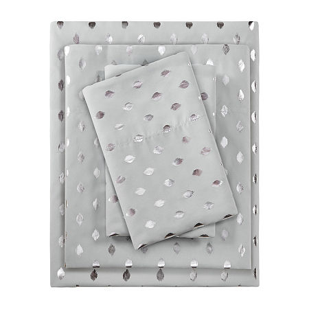 Intelligent Design Metallic Dot Sheet Set  Twin Xl - Grey/Silver