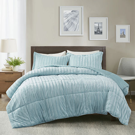 Madison Park Duke Reversible Faux Fur 3-Pc. Comforter Set  King/California King - Aqua