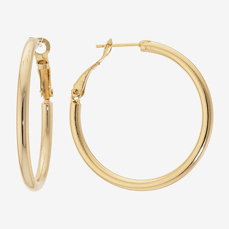 Click here for Silver Reflections 24K Gold Over Brass Hoop Earrin... prices