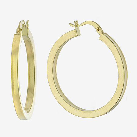 Click here for Silver Reflections 24K Gold Over Brass Hoop Earrin... prices
